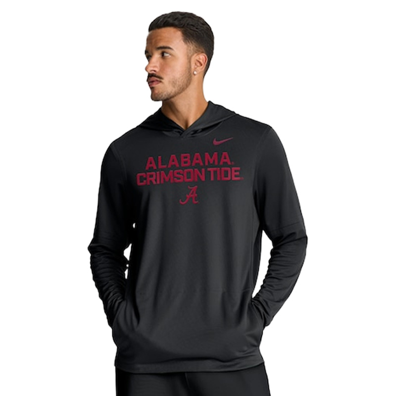 ALABAMA MEN'S NIKE DRI-FIT LWT HOODIE LONG SLEEVE TOP | University of ...